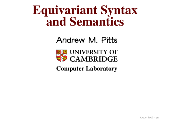 (PDF) Equivariant Syntax and Semantics