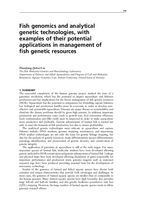 (PDF) Fish genomics and analytical genetic technologies, with examples ...