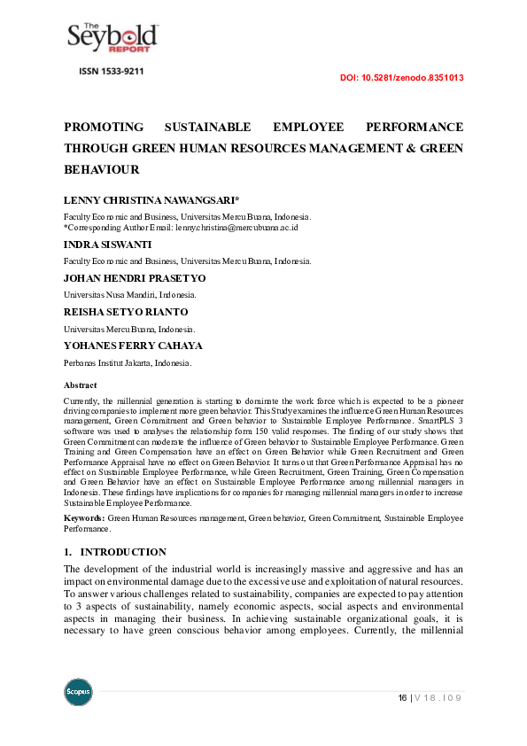 (PDF) Promoting Sustainable Employee Performance Through Green Human Resources Management ...