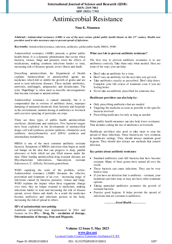 (PDF) Antimicrobial Resistance