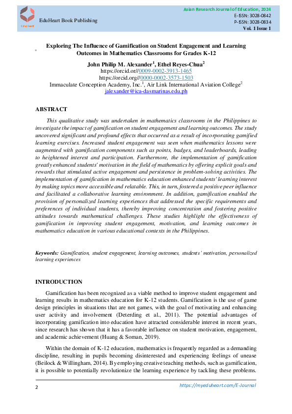 (PDF) Exploring the Influence of Gamification on Student Engagement and Learning Outcomes in ...