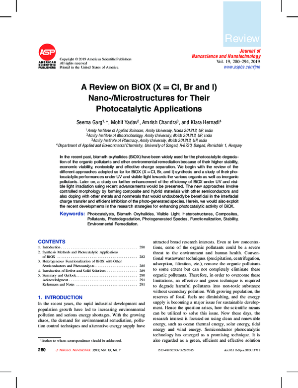 (PDF) A Review on BiOX (X= Cl, Br and I) Nano-/Microstructures for Their Photocatalytic Applications