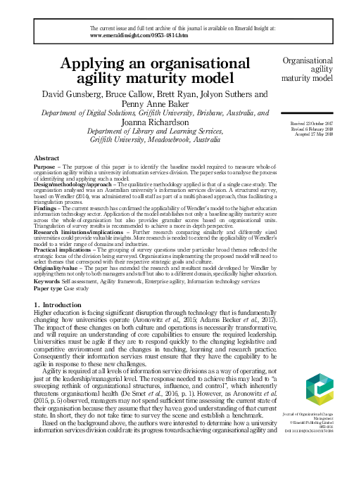 (PDF) Applying an organisational agility maturity model