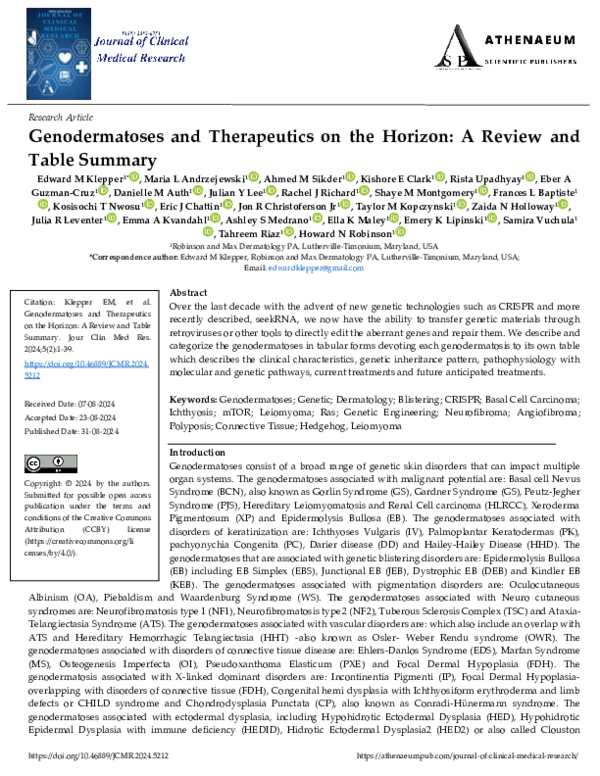 (PDF) Genodermatoses and Therapeutics on the Horizon: A Review and ...