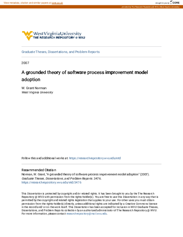 (PDF) A grounded theory of software process improvement model adoption