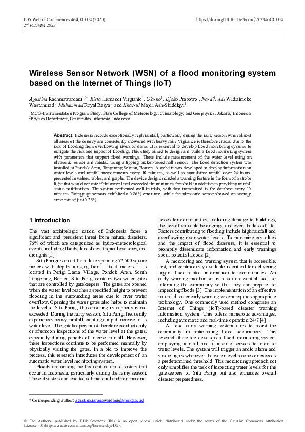 (PDF) Wireless Sensor Network (WSN) of a flood monitoring system based on the Internet of Things ...