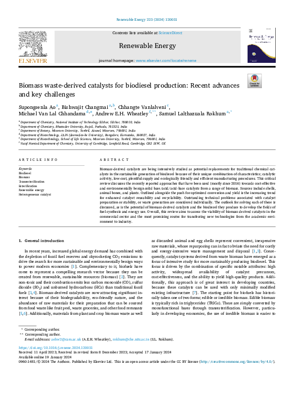 (PDF) Biomass waste-derived catalysts for biodiesel production: Recent advances and key challenges