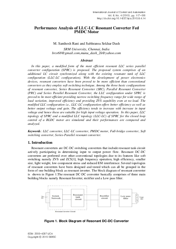 (PDF) Peformance Analysis of LLC-LC Resonant Converter Fed PMDC Motor