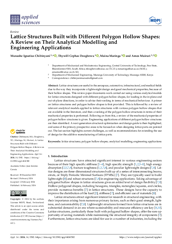 (PDF) Lattice Structures Built with Different Polygon Hollow Shapes: A Review on Their ...
