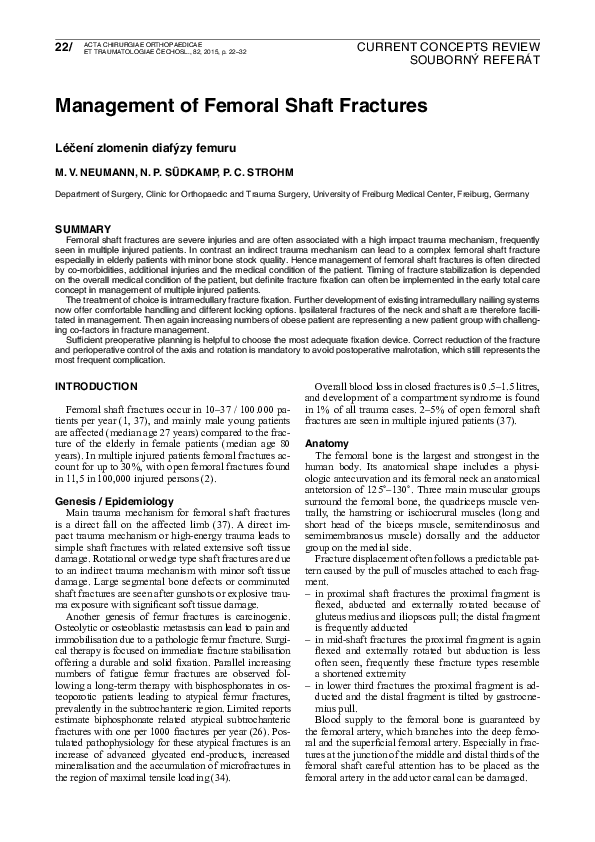 (PDF) Management of Femoral Shaft Fractures