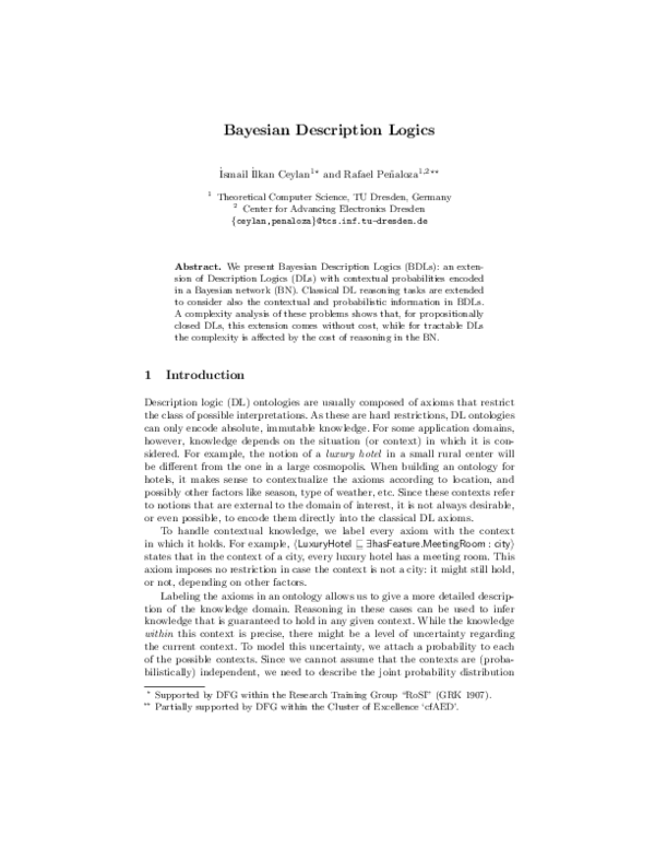 (PDF) Bayesian Description Logics