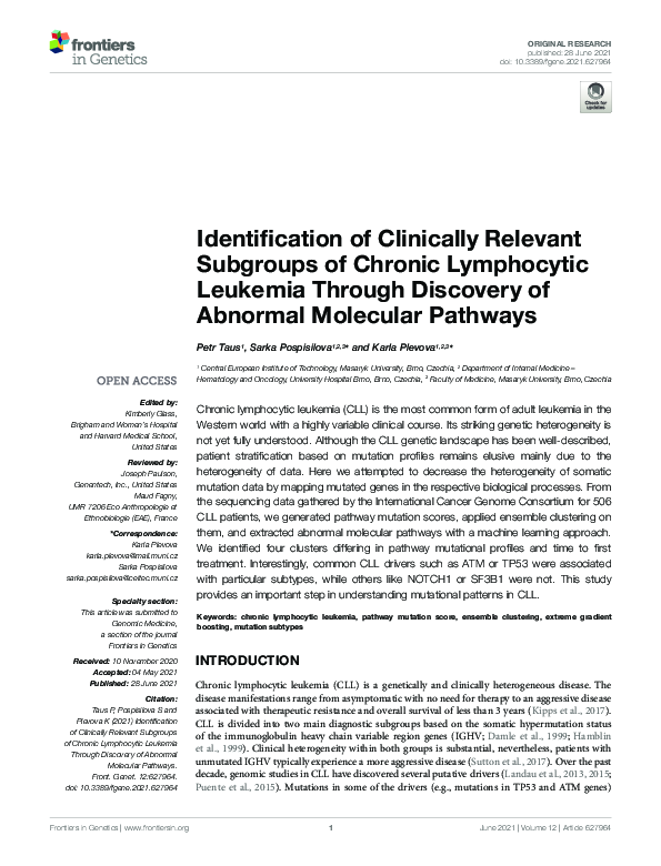 (PDF) Identification of Clinically Relevant Subgroups of Chronic ...