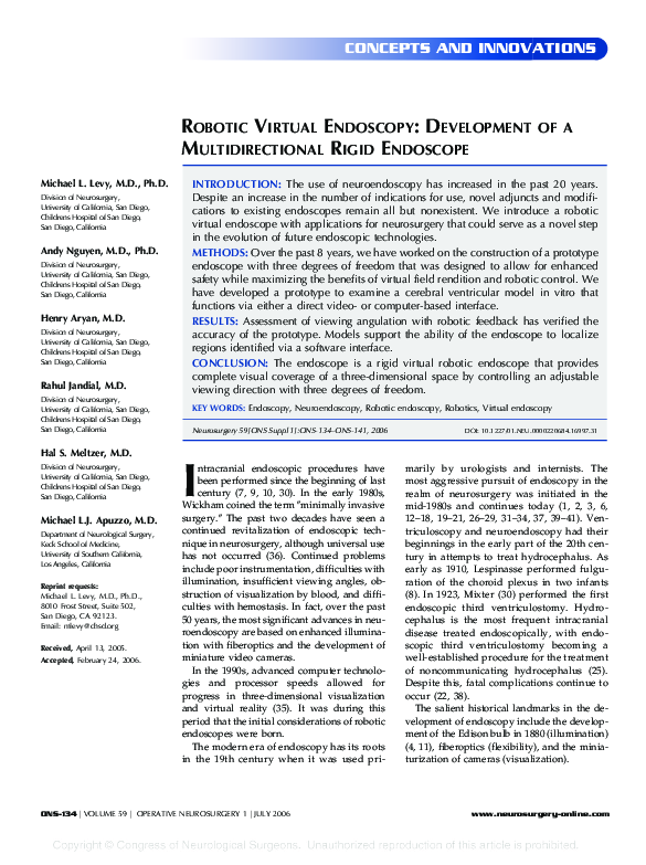 (PDF) Robotic Virtual Endoscopy: Development of a Multidirectional ...
