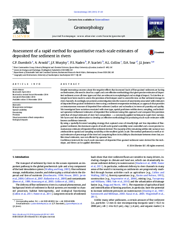 (PDF) Assessment of a rapid method for quantitative reach-scale ...