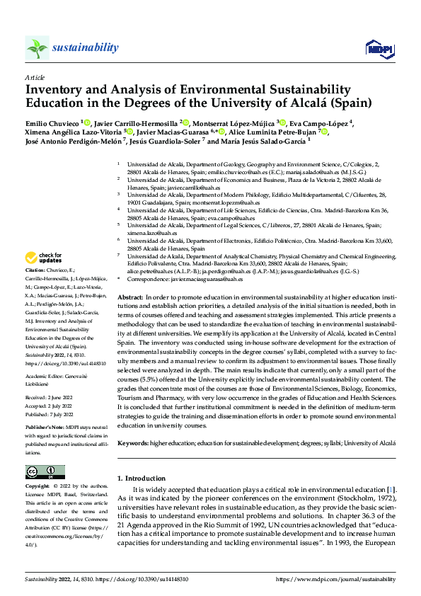(PDF) Inventory and Analysis of Environmental Sustainability Education ...