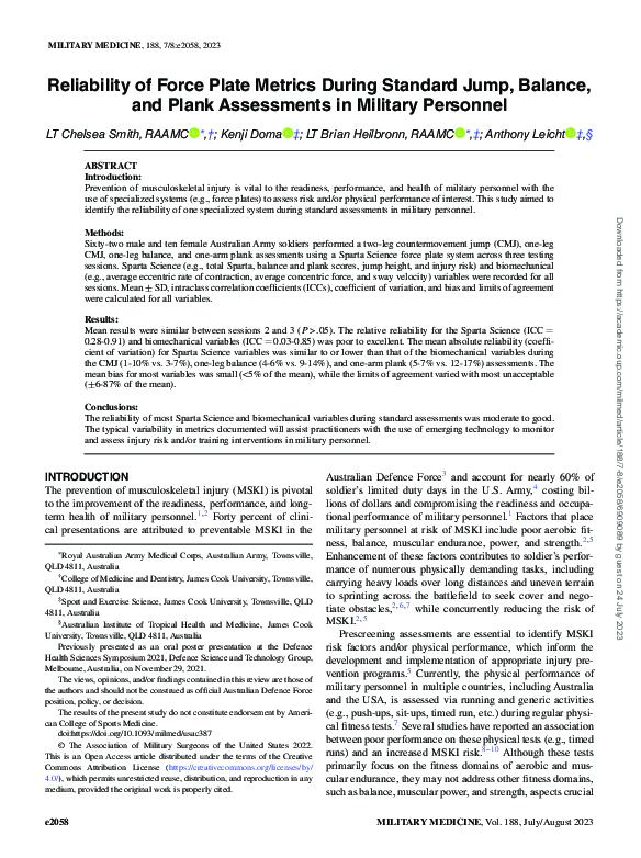 (PDF) Reliability of Force Plate Metrics During Standard Jump, Balance ...