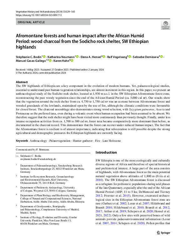 (PDF) Afromontane forests and human impact after the African Humid ...