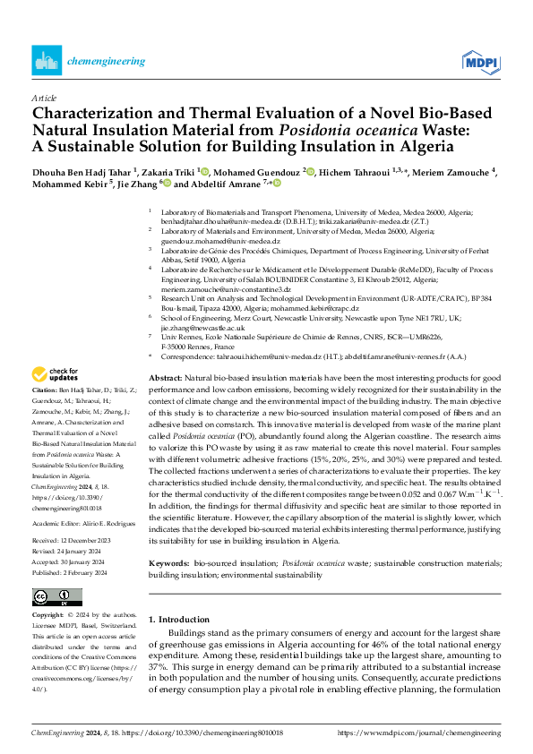 (PDF) Characterization and Thermal Evaluation of a Novel Bio ...