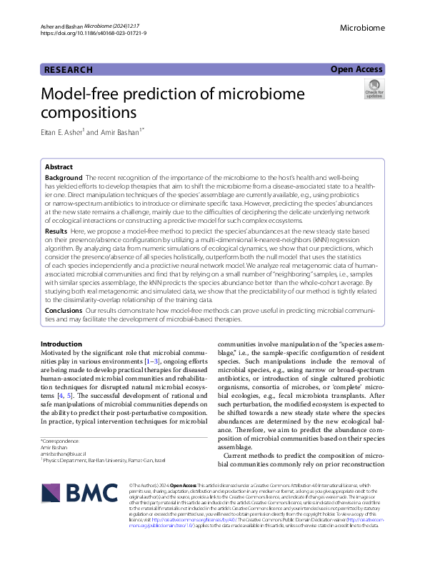 (PDF) Model-free prediction of microbiome compositions