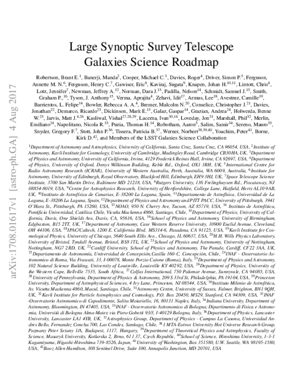 (PDF) Large Synoptic Survey Telescope Galaxies Science Roadmap