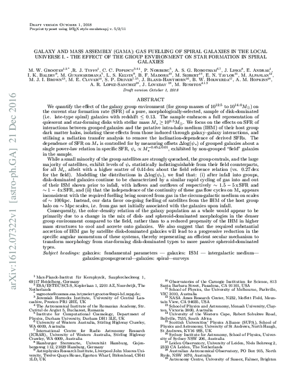 (PDF) Galaxy And Mass Assembly (GAMA): Gas Fueling of Spiral Galaxies ...