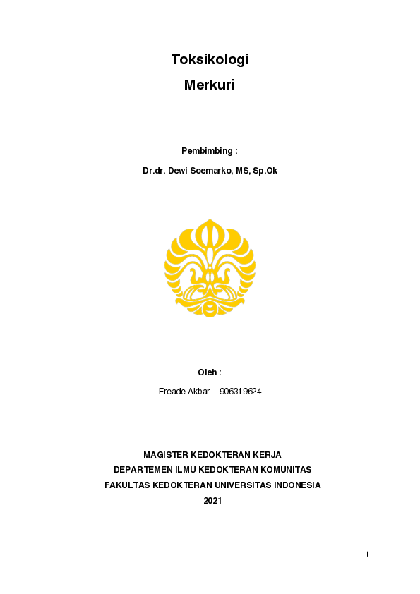 (PDF) Toksikologi Merkuri