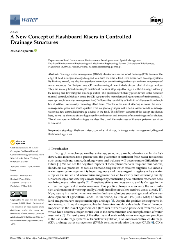 (PDF) A New Concept of Flashboard Risers in Controlled Drainage Structures