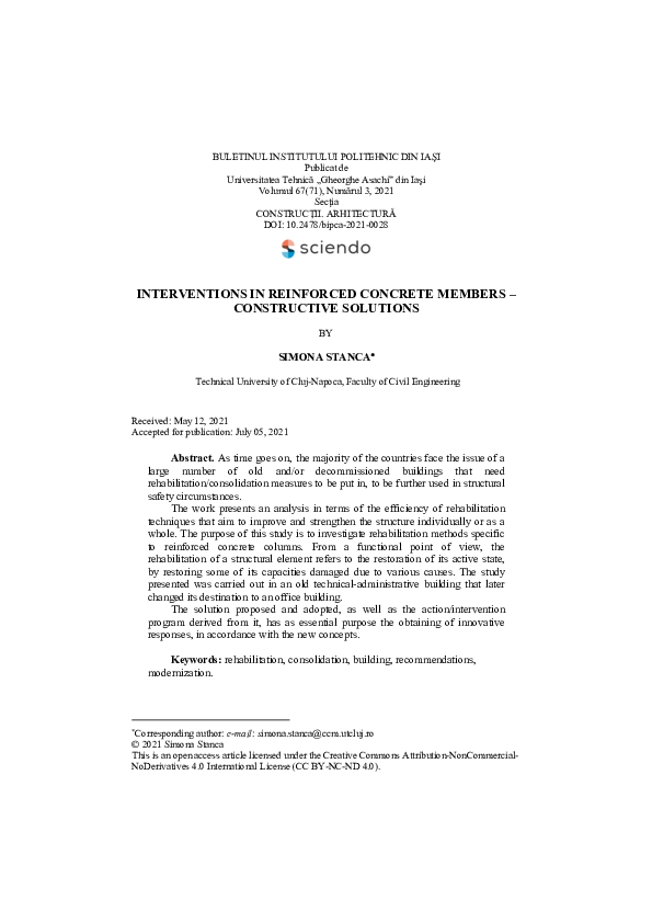 (PDF) Interventions in Reinforced Concrete Members – Constructive Solutions