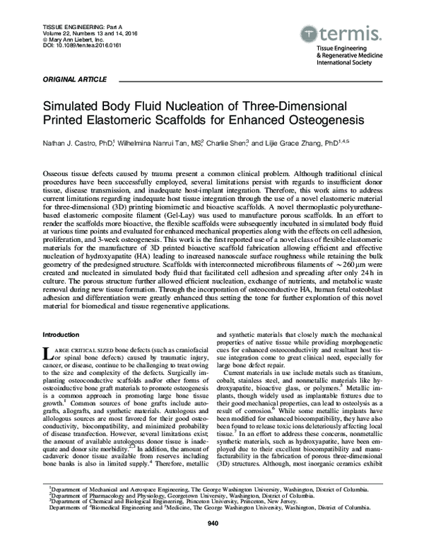 (PDF) Simulated Body Fluid Nucleation of Three-Dimensional Printed ...