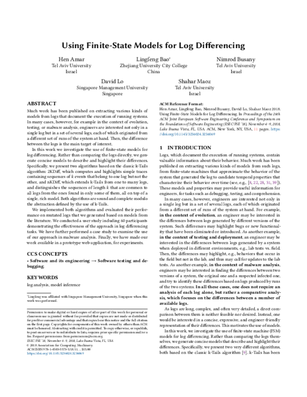 (PDF) Using finite-state models for log differencing