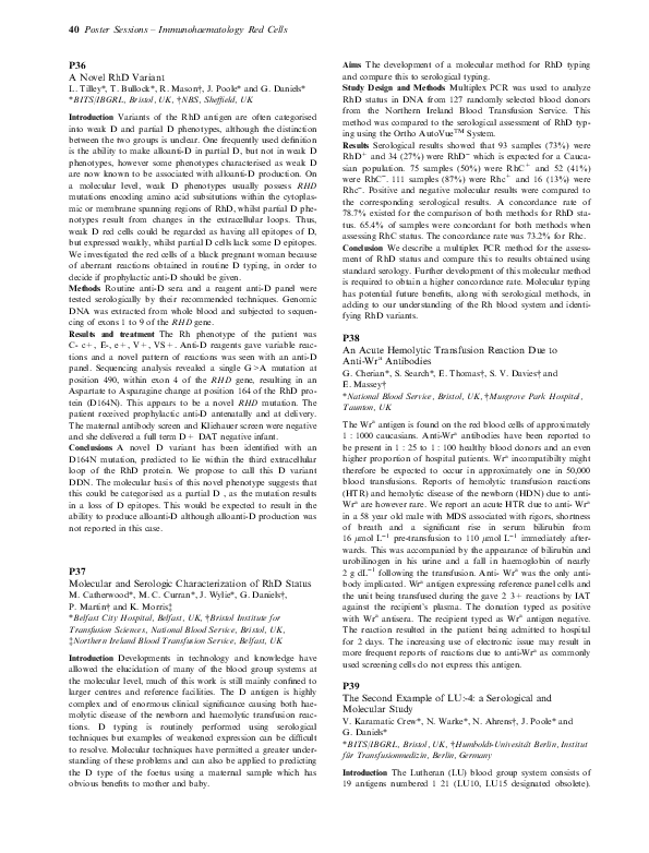 (PDF) P39 The Second Example of LU:-4: a Serological and Molecular Study
