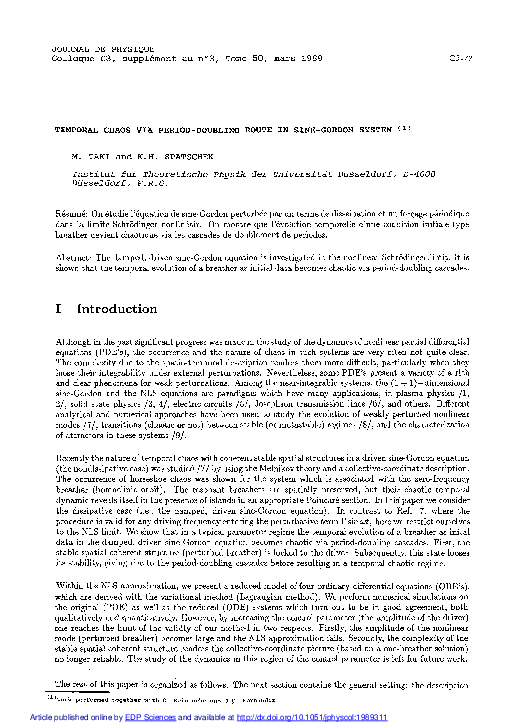 (PDF) Temporal Chaos via Period-Doubling Route in Sine-Gordon System