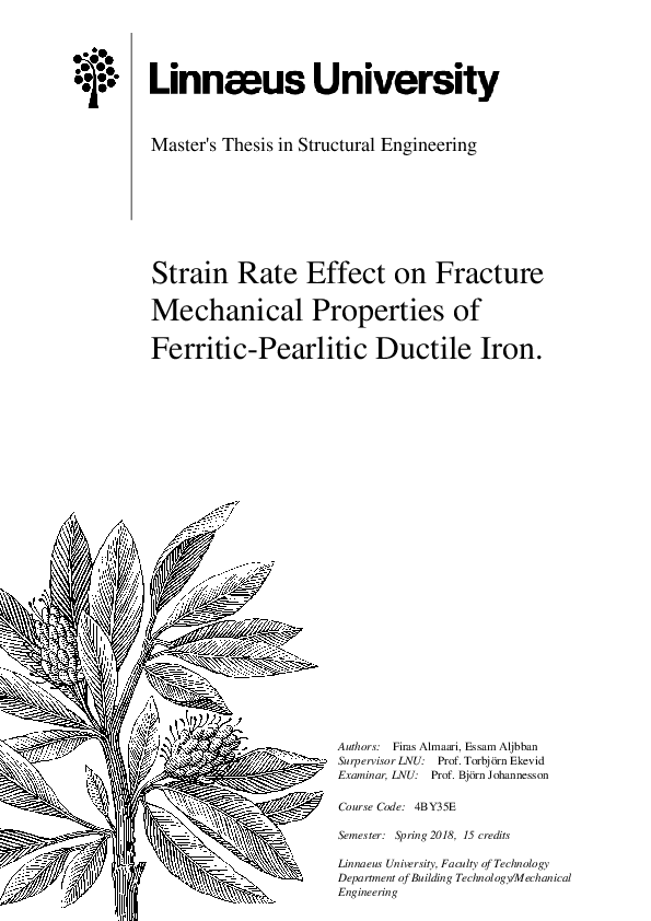 (PDF) Master ' s Thesis in Structural Engineering Strain Rate Effect on Fracture Mechanical ...