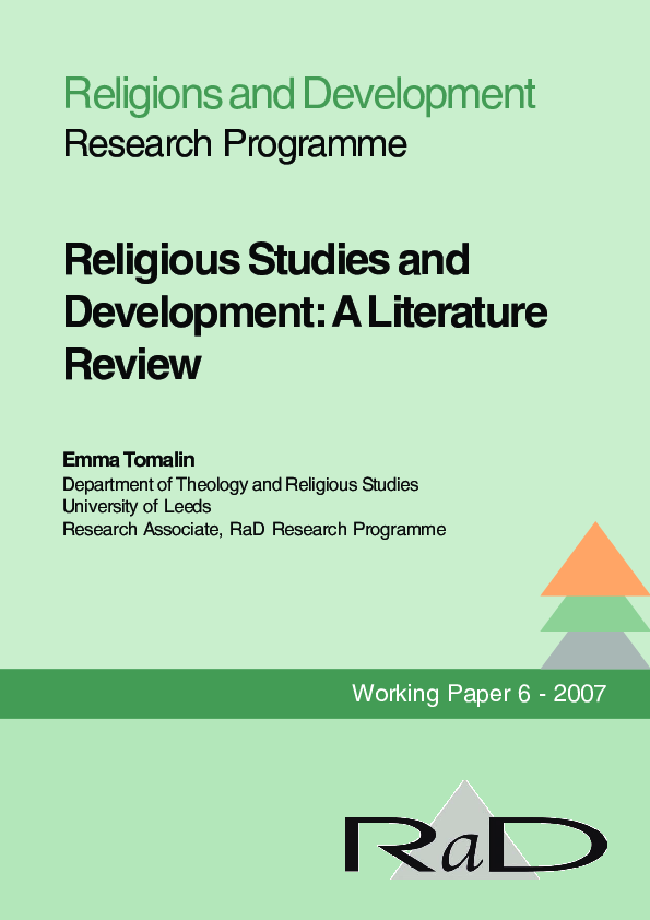 (PDF) Religious studies and development: a literature review