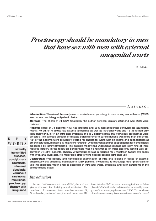(PDF) Proctoscopy should be mandatory in men that have sex with men ...