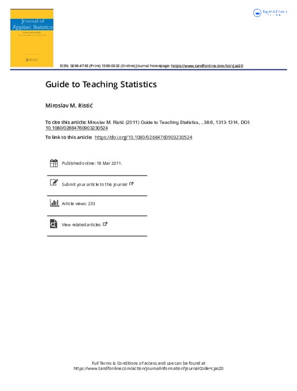 (PDF) Guide to Teaching Statistics