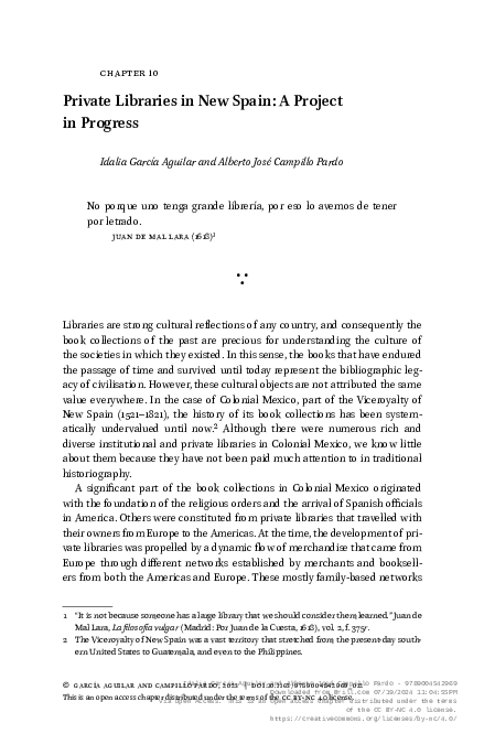 (PDF) Private Libraries in New Spain: A Project in Progress