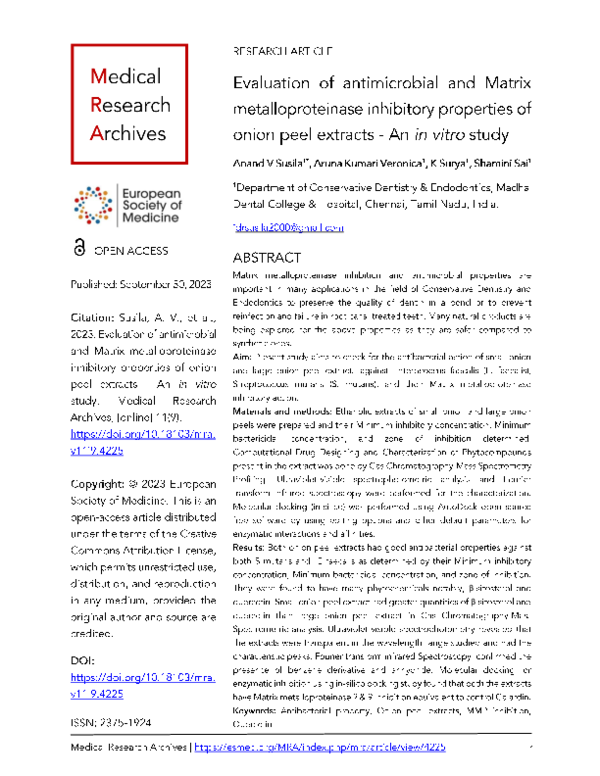 (PDF) Evaluation of antimicrobial and MMP inhibitory properties of onion peel extracts