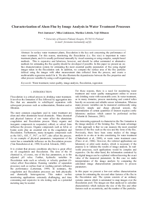 (PDF) Characterization of Alum Floc by Image Analysis