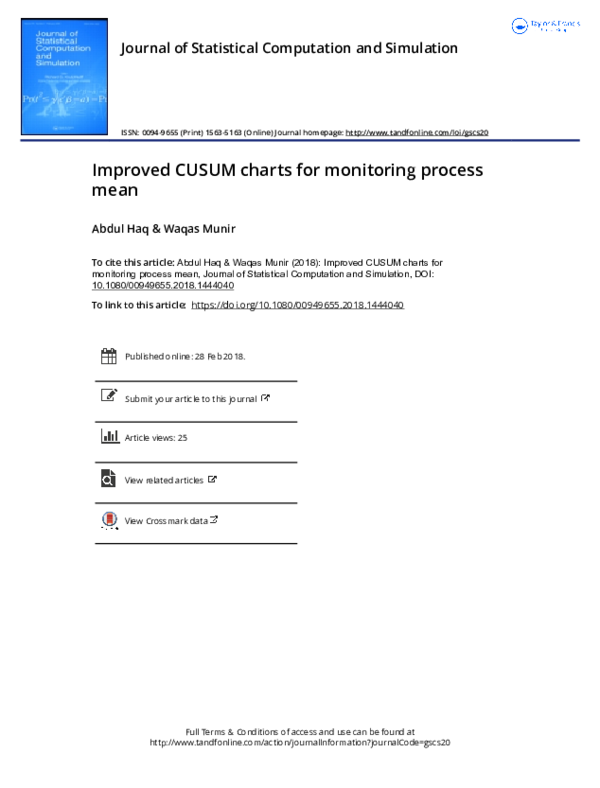 (PDF) Improved CUSUM charts for monitoring process mean