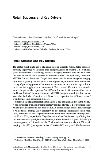 (PDF) Retail Success and Key Drivers