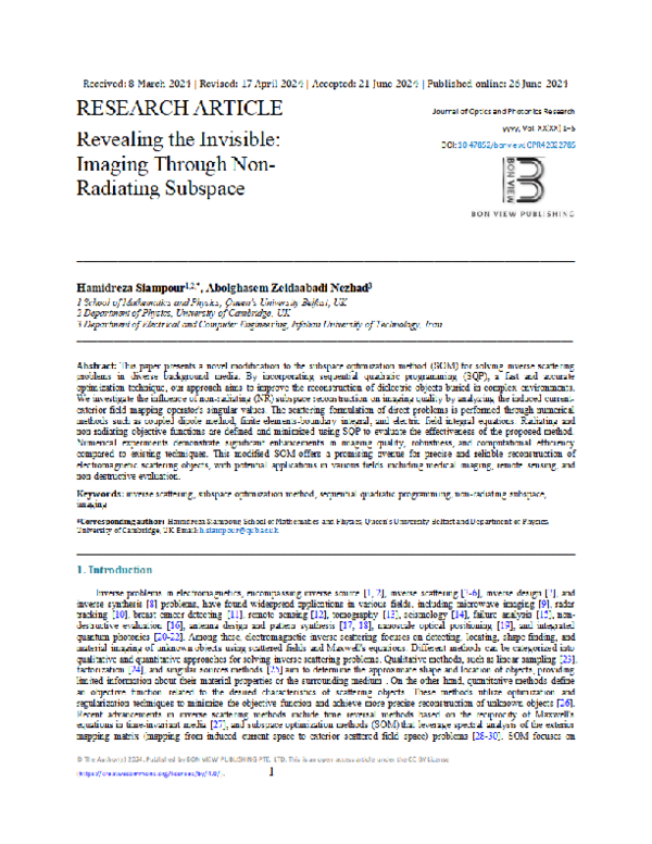 (PDF) Revealing the Invisible: Imaging Through Non-Radiating Subspace
