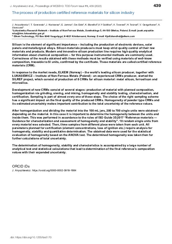 (PDF) The process of production certified reference materials for ...