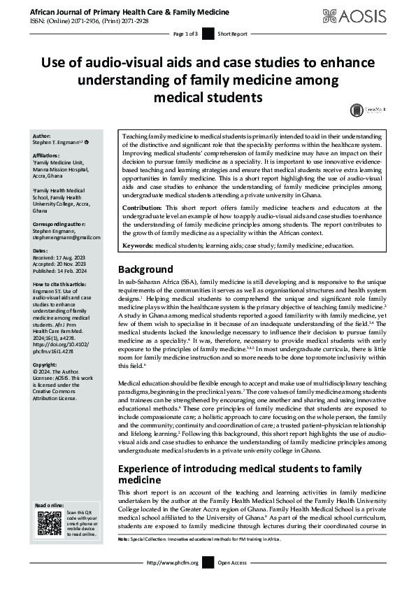 (PDF) Use of audio-visual aids and case studies to enhance ...