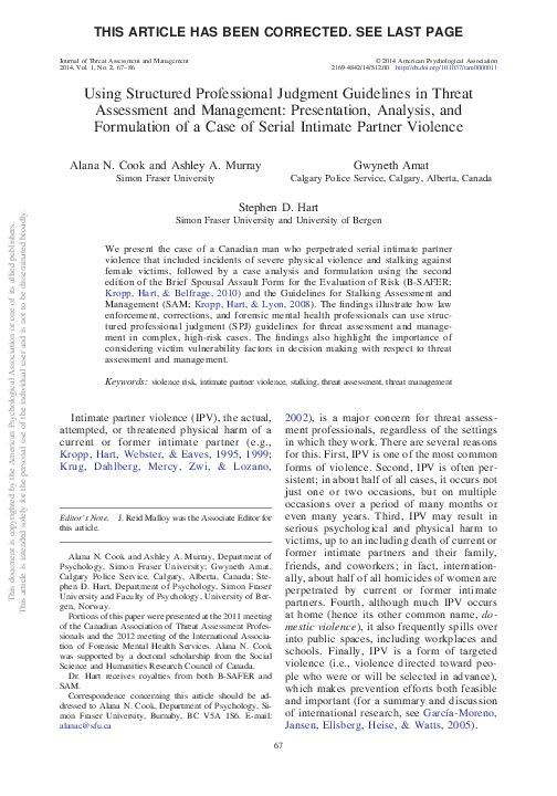 (PDF) Using structured professional judgment guidelines in threat ...