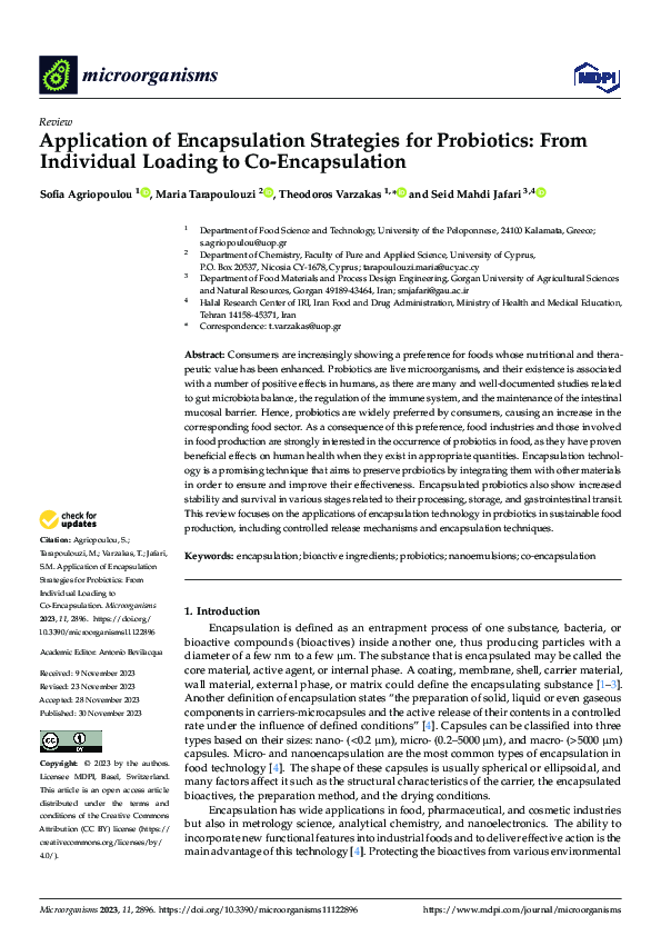 (PDF) Application of Encapsulation Strategies for Probiotics: From ...