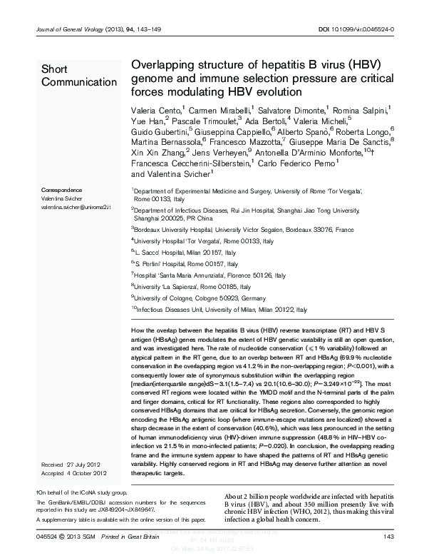(PDF) Overlapping structure of hepatitis B virus (HBV) genome and ...