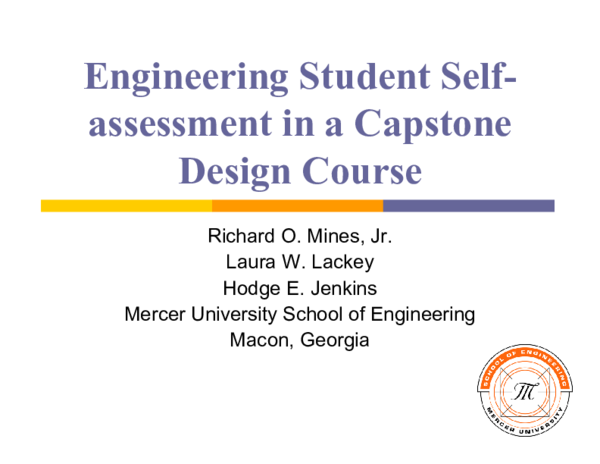 (PDF) Engineering Student Self-assessment in a Capstone Design Course ...