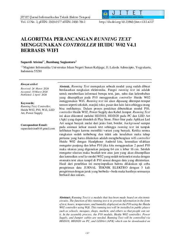 (PDF) Algoritma Perancangan Running Text Menggunakan Controller Huidu ...
