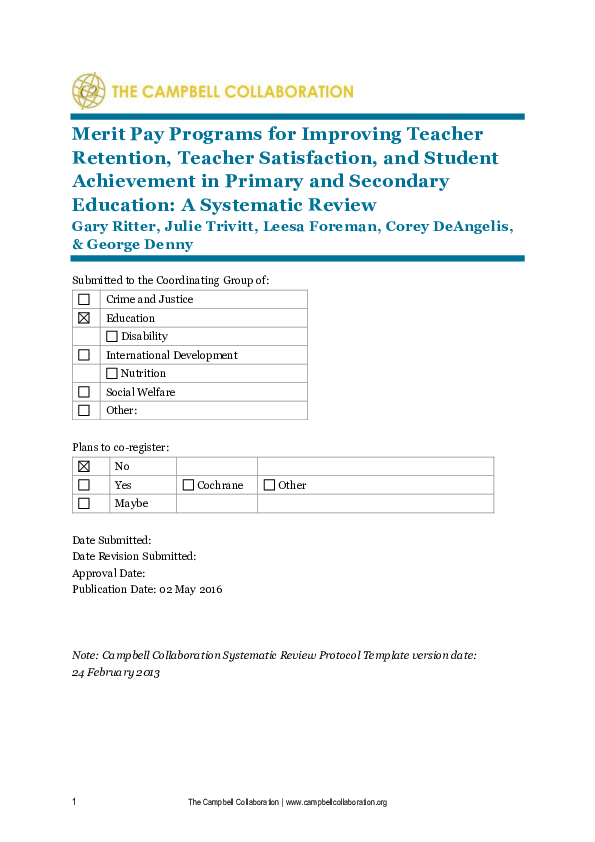 (PDF) PROTOCOL: Merit Pay Programs for Improving Teacher Retention ...